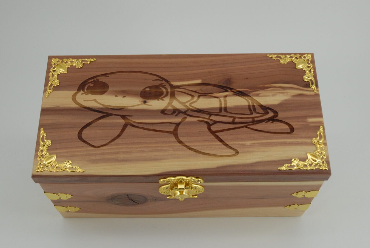 Handcrafted Wooden Treasure Box with Baby Turtle Engraving – b2512092 ...